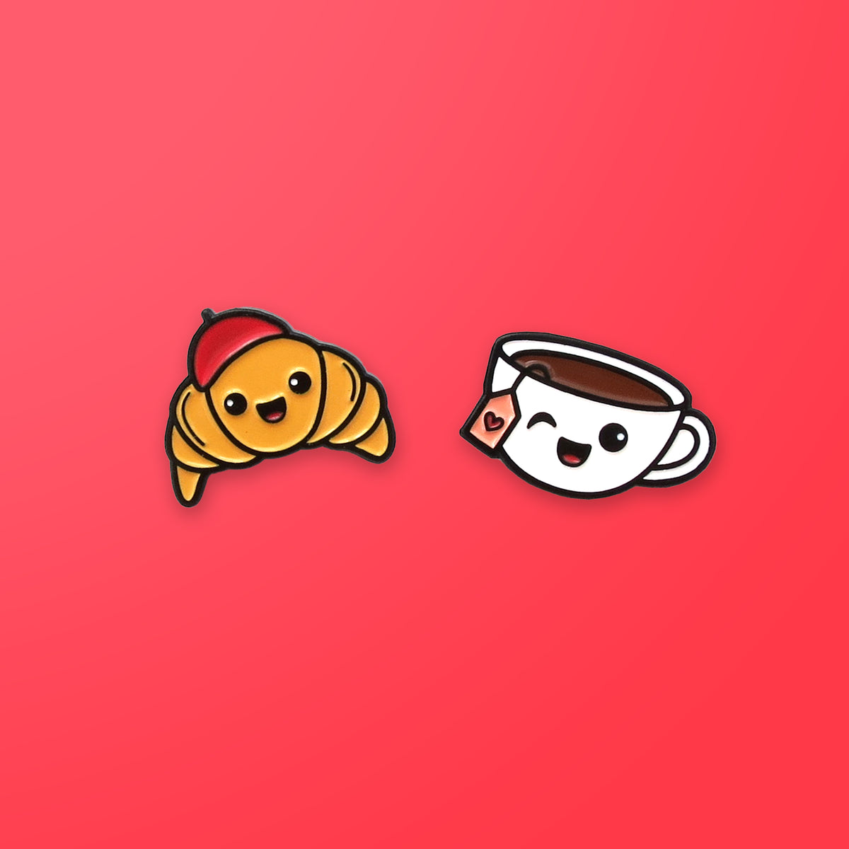 Croissant & Tea - Enamel Pin Set – Pals & Co.